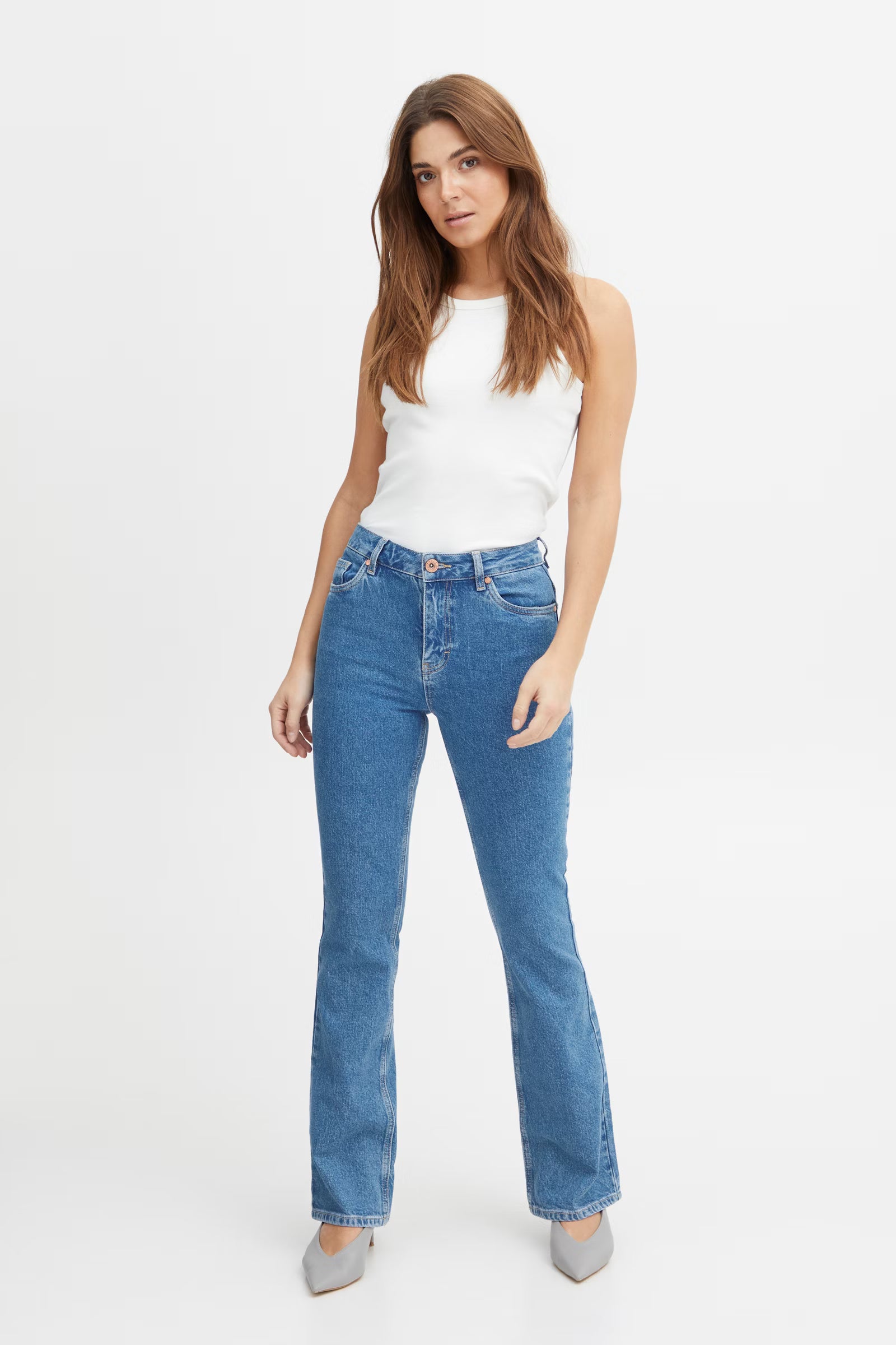 Talia High-Waisted Boot Cut Jean, Mid Blue Denim – Wardrobe At The Cross